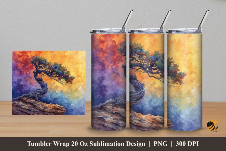 Abstract Tree Tumbler Wrap Sublimation Design 5