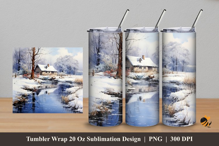 Winter House Tumbler Wrap Sublimation Design 5 (4562401)
