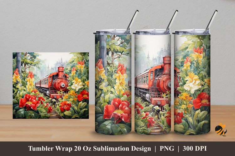 Old Train Tumbler Wrap Sublimation Design 5