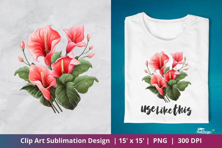 Lovely Anthurium Flower Clip Art Sublimation 5