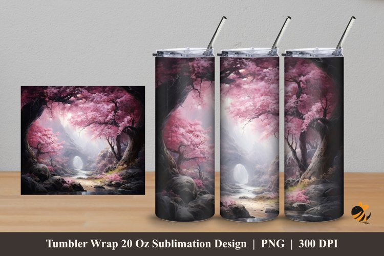 Sakura Garden Tumbler Wrap Sublimation Design 5