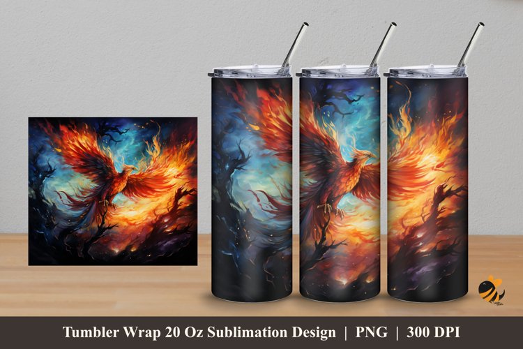 Wild Phoenix Tumbler Wrap Sublimation Design 5
