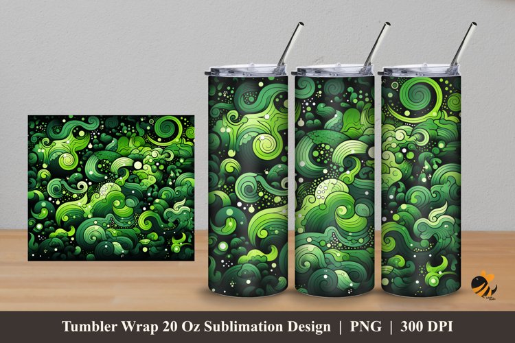Green Graffiti Tumbler Wrap Sublimation Design 5