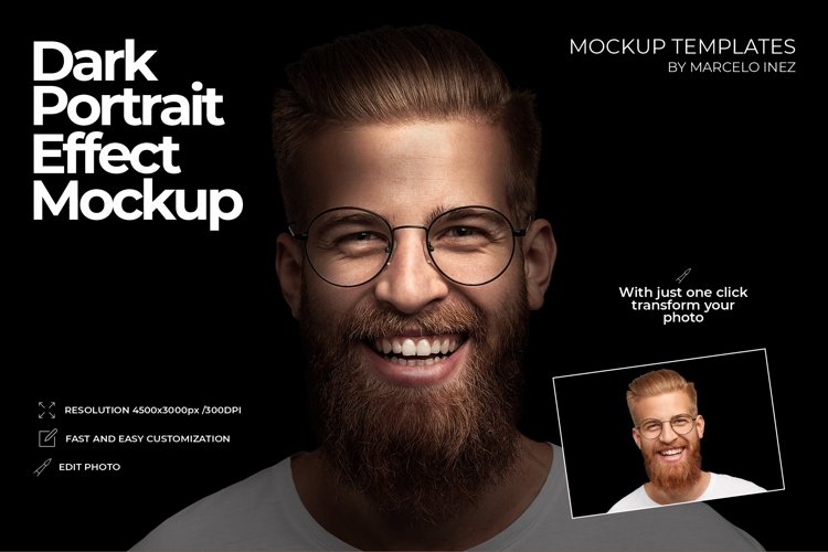 Dark Portrait Effect Mockup 