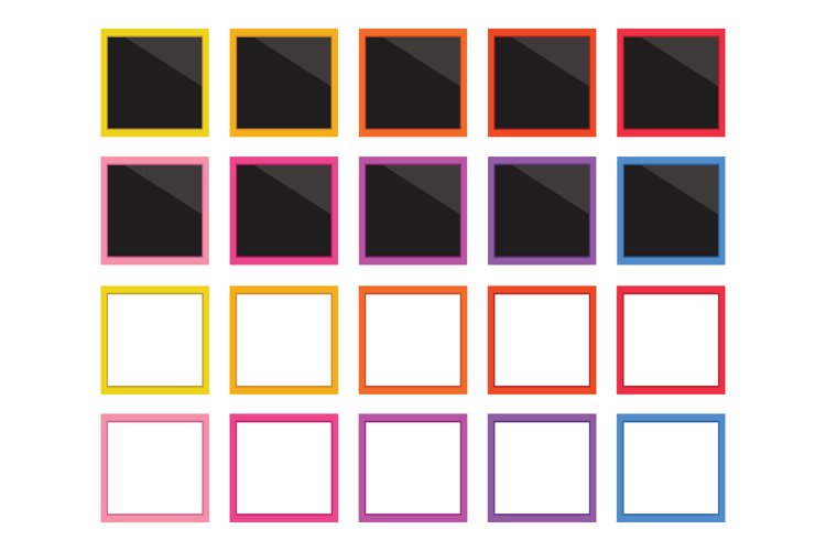 Colorful Square Instant Film Clip Art Set