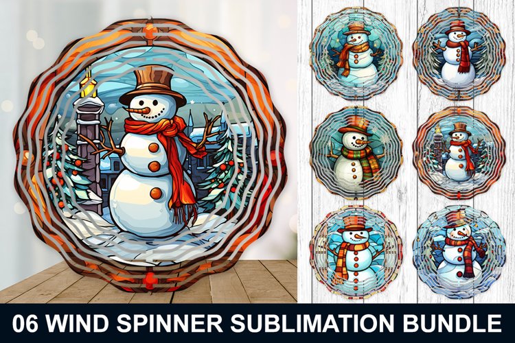 Snowman Stained Glass Wind Spinner Bundle