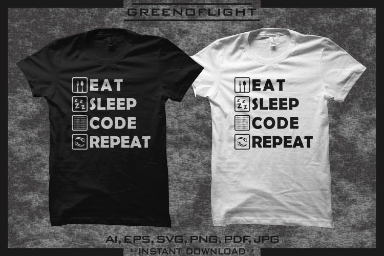 Eat Sleep Code Repeat - Gaming svg - Gamer SVG Vector Design