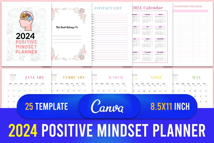 2024 Positive Mindset Planner Canva