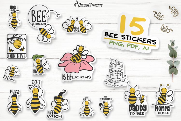 Bumble Bee Printable Stickers | Bee Stickers Bundle