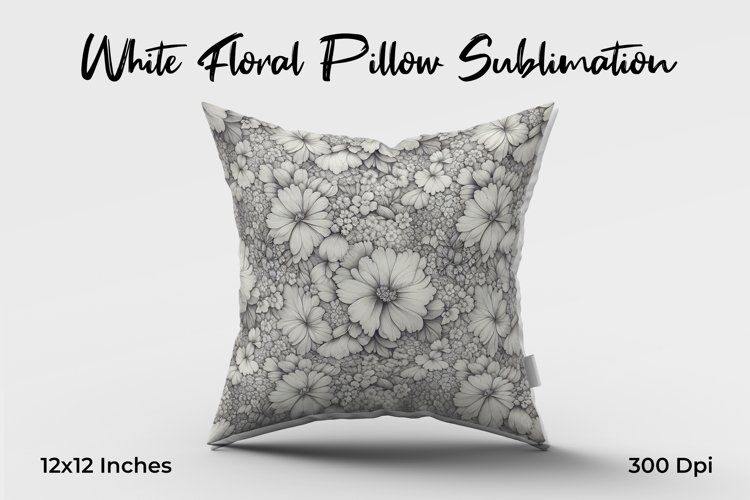 White Floral Pillow Sublimation