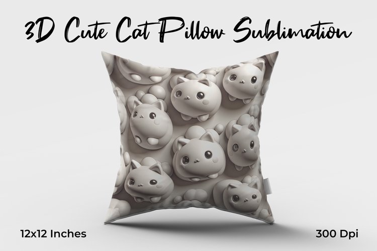 3D Cute Cat Pillow Sublimation
