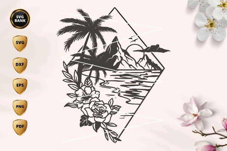 Beach Life SVG, Beach SVG, Beach Scene SVG, Sunset Scene SVG