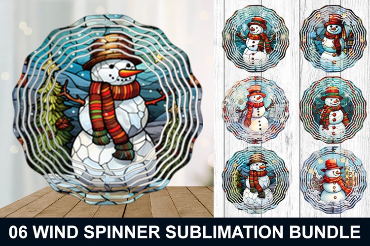 Snowman Stained Glass Wind Spinner Bundle