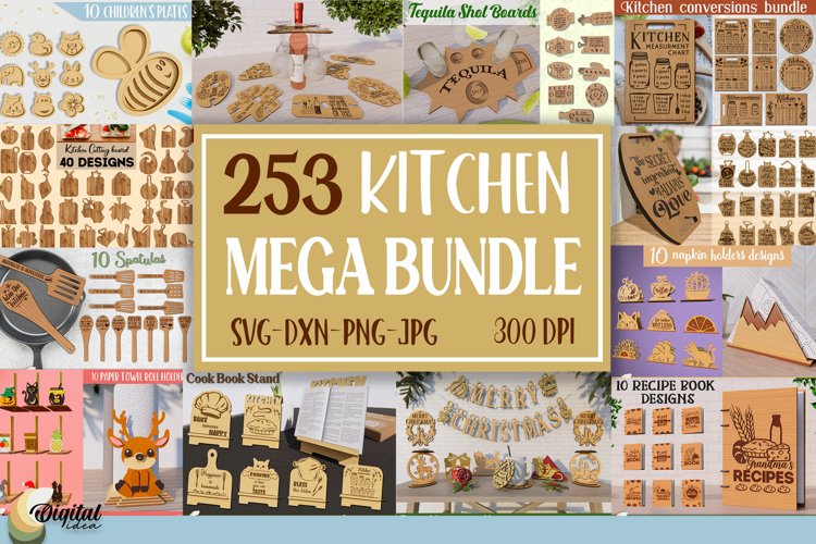 Kitchen Laser cut Mega Bundle. 3D Kitchen lasercut SVG