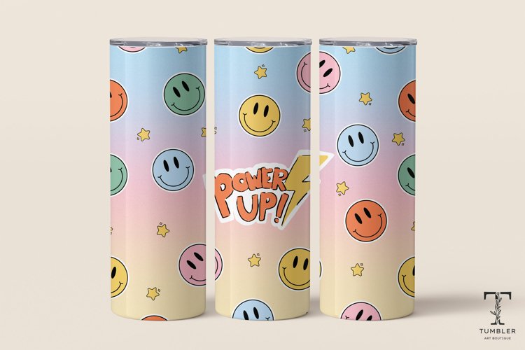Retro Power Up 20oz Sublimation Tumbler Wrap PNG
