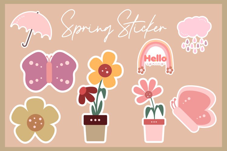 Spring Cute Sticker, Sticker, SVG, Colorful, Spring Garden