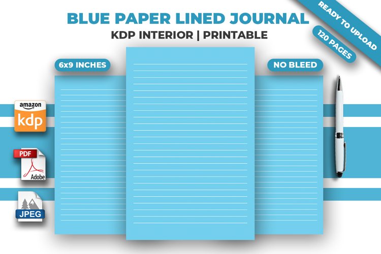 Blue Paper Lined Journal KDP Interior (2154984) | Planner Templates ...