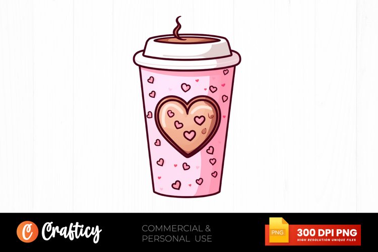 Valentine Coffee Cup Sublimation Clipart