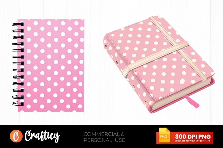 Pink Diary White Polka Dots Clipart