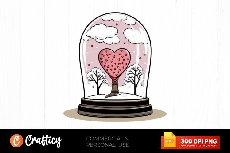 Valentine Snow globe Sublimation Clipart