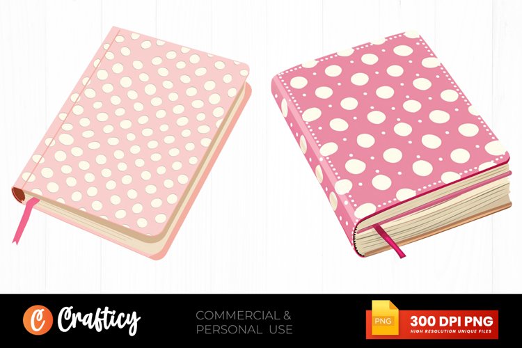 Pink Diary White Polka Dots Clipart