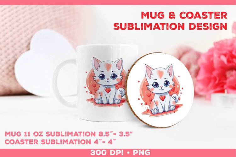 Cute Adorable Kitten Mug and Coaster Sublimation (2965910)