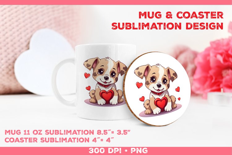 Cute Adorable Puppy Mug and Coaster Sublimation (2965804)