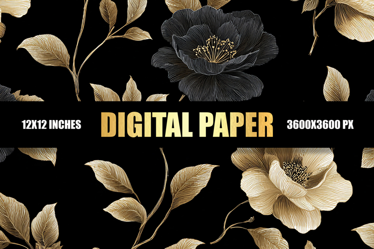 Golden Black Digital Paper (6133436)