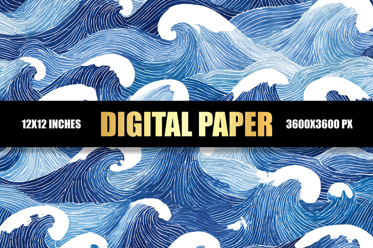 Sea Waves Digital Paper (6109057)
