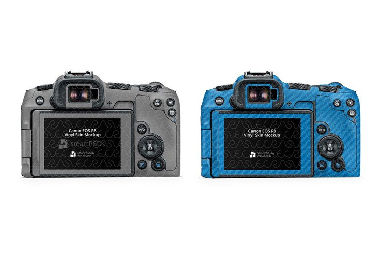 Canon EOS R8 Camera 2023 Vinyl Skin Mockup PSD Template