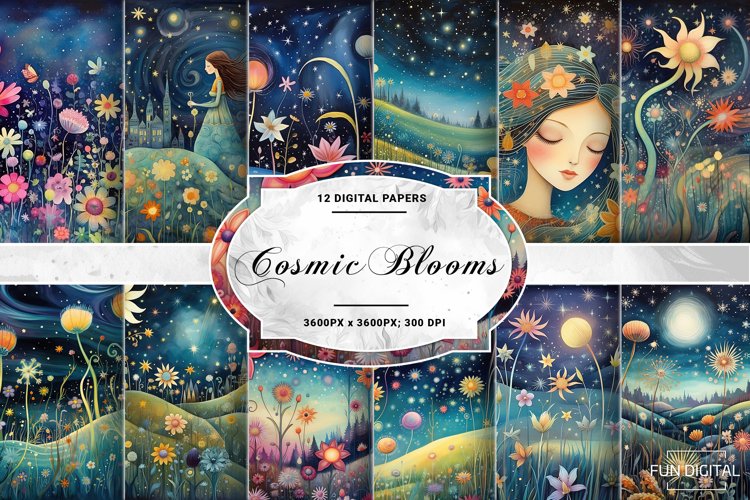 Floral Backrounds Set Fantasy Flowers