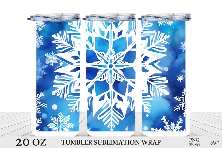 Winter Tumbler Sublimation. Snowflakes Tumbler (4870471)