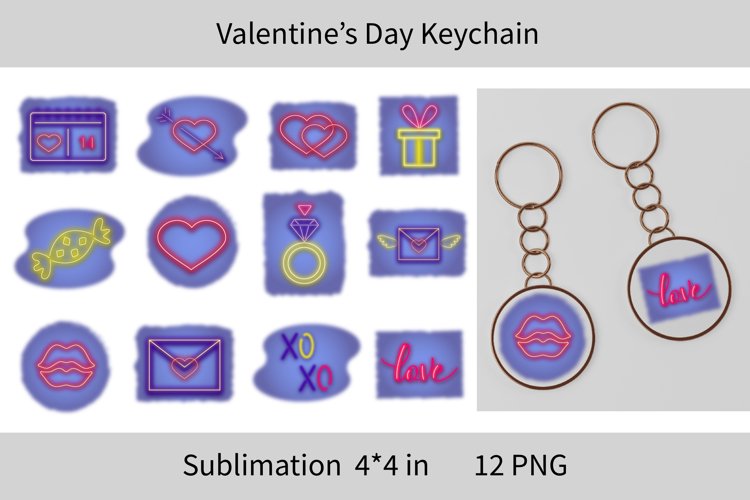Love Sublimation Keychain. Valentine Keychain Template.