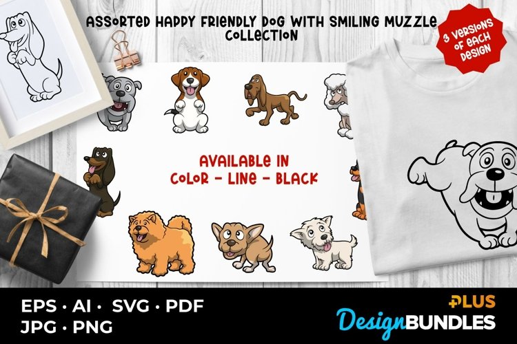 Assorted Happy Friendly Dog with Smiling Muzzle Collection