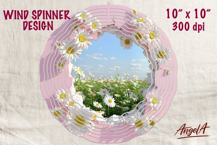 Floral wind spinner sublimation, field of flowers, chamomile