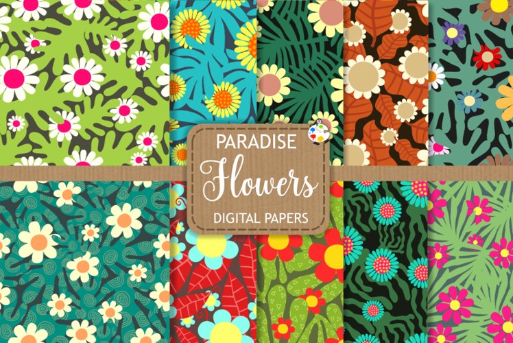 Paradise Flowers - Seamless Digital Paper Patterns