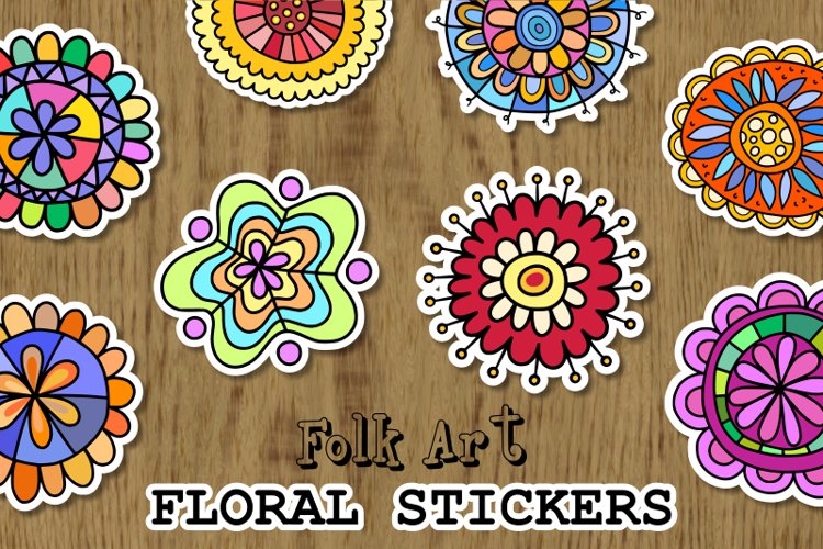 Folk Art Doodle Floral Stickers