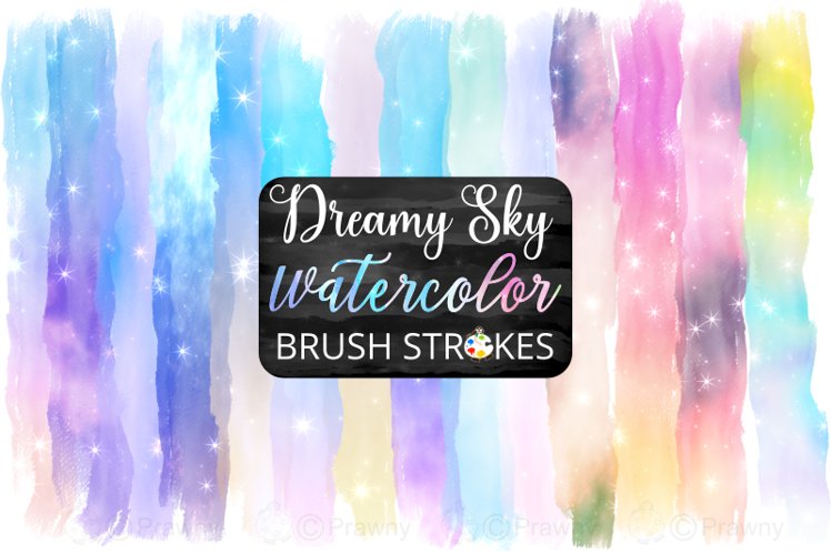 Dreamy Sky Watercolor Brush Strokes Set 4