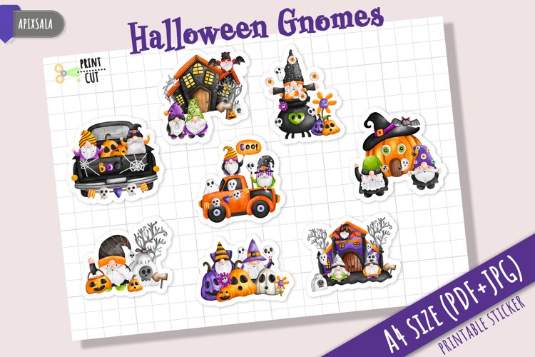 Cute Halloween Gnome Printable Sticker Collection (2147464)