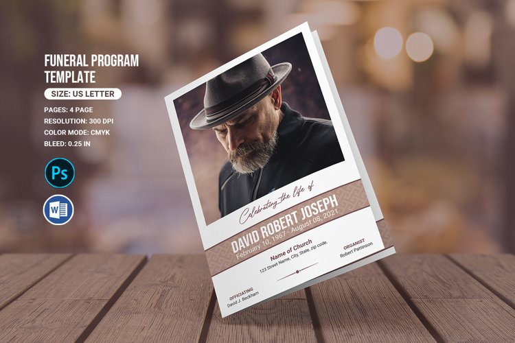 Funeral Program Template, Word and Photoshop (2158126)