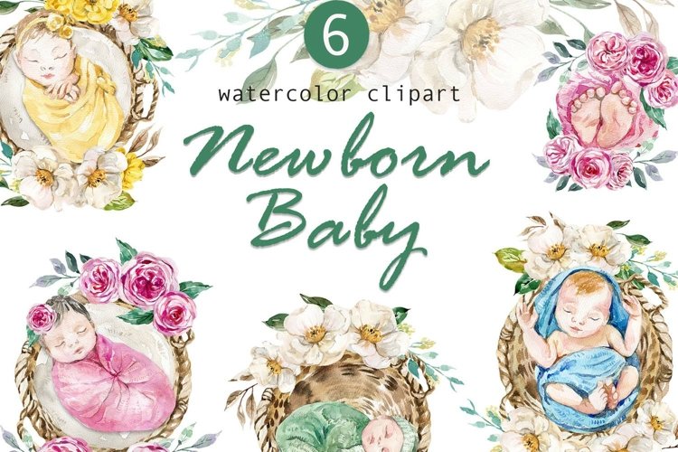 Watercolor Newborn Baby Clipart (2034749)