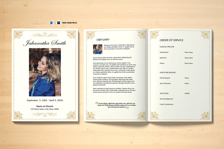 Funeral Program Template, Ms word and Photoshop (1940969)