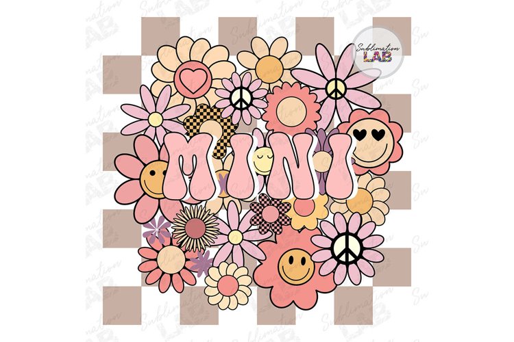 Mini Daisy Retro Groovy Smiley Boho Png Sublimation Design