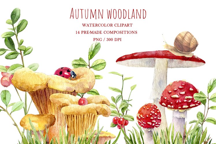 Craft Supplies & Tools Scrapbooking woodland clipart forest mushroom ...