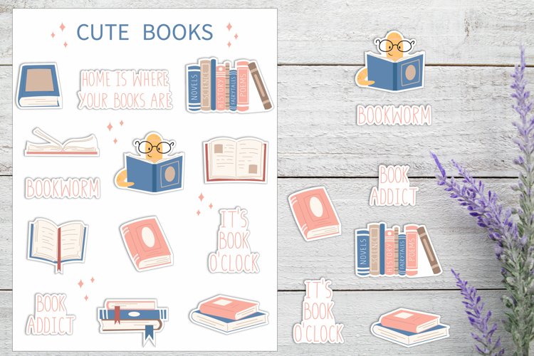 Cute Books And Reading Printable PNG Stickers