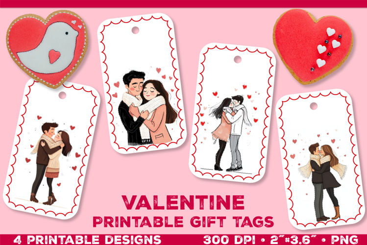 Printable Gift Tags with Cute Couple. Valentine (6518367)