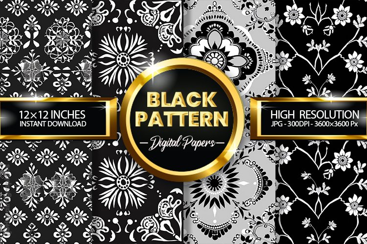 Black Pattern Digital Papers - 04 Variations