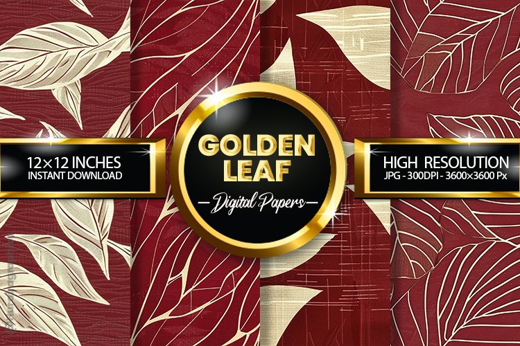 Golden Leaf Digital Papers - 04 Variations (4292360)