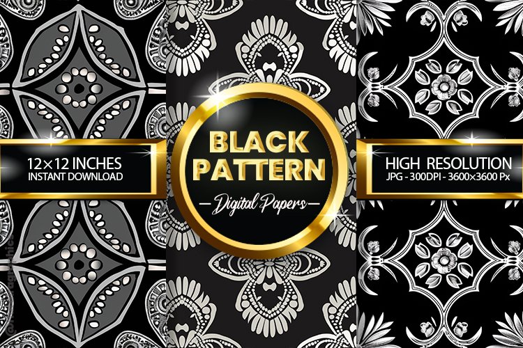 Black Pattern Digital Papers - 03 Variations
