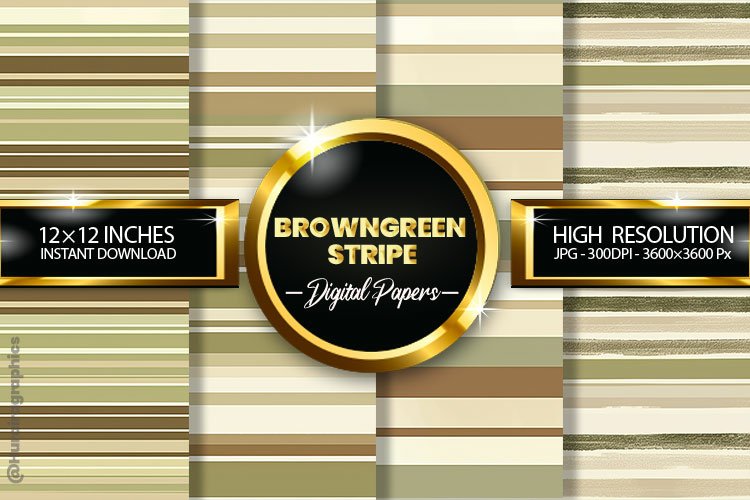 Browngreen Stripe Digital Papers - 04 Variations (3524146)